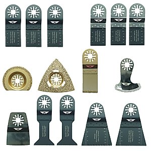 15 x TopsTools UNKA15 OMT Mix Blades for Bosch Fein MultiMaster (Non-StarLock) Makita Milwaukee Genesis Chicago Craftsmen Nextec Rockwell Ryobi Hitachi Multi Tool Accessories