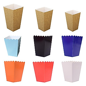 Gumney 12 Pcs Disposable Popcorn Boxes, Kraft Paper Popcorn Box Classic Open-top Popcorn Container for Movie Theater Carnival Birthday Party Supplies,Orange-XS