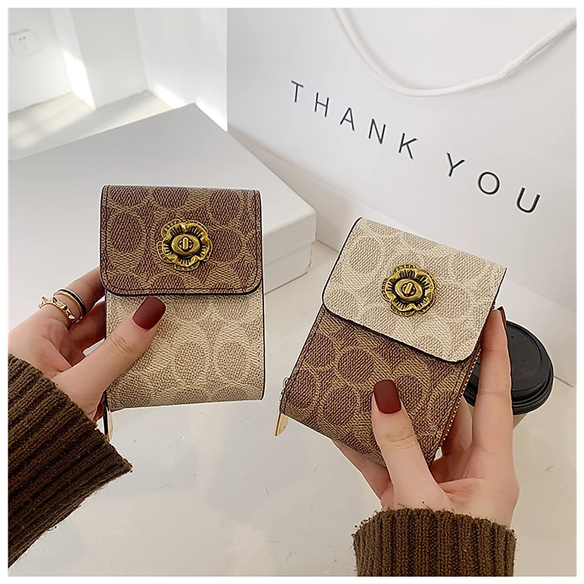 DAISHA 2 in 1- Trifold Wallets Money Clip & Card Holder,PU Leather Minimalist Wallet,Mini Pouch Coin Purse Mini Pouch.