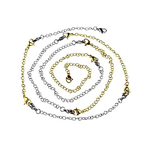D-buy 8 Pcs Stainless Steel Necklace Extender Bracelet Extender Extender Chain Set 4 Different Length: 6 inch 4 inch 3 inch 2 inch (4 Gold, 4 Silver)
