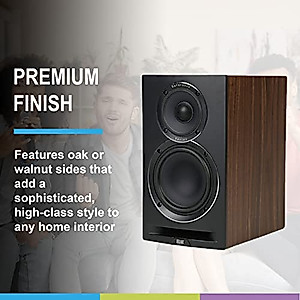 ELAC Uni-Fi Reference 3-Way 6-1/2" Bookshelf Speakers, Pair of Bookshelf Speakers System for Home Entertainment, Black Baffle with Walnut Sides