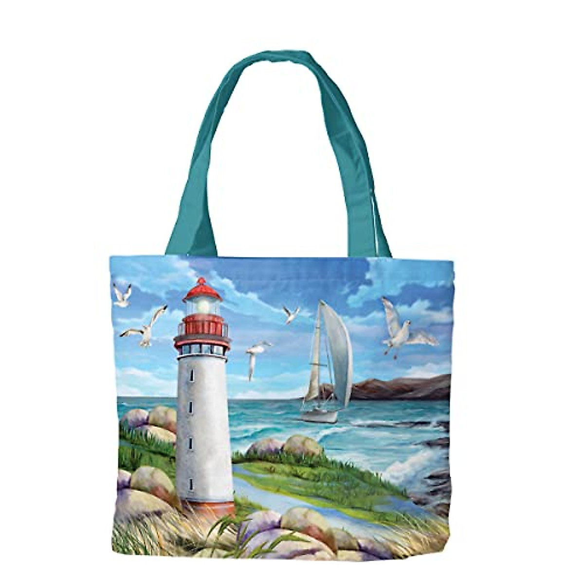 Briarwood Lane Coastal Lighthouse Summer Canvas Tote Bag 14.5" x 15"