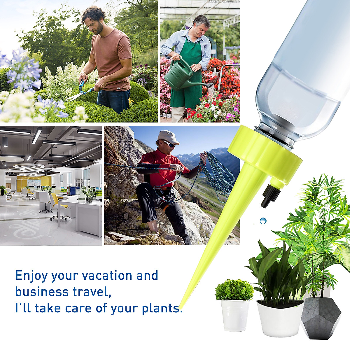 Upgraded Plant Waterer, Self Watering Spikes System, Plant Watering Devices with Slow Release Control Valve Switch, Automatic Vacation Drip Irrigation Watering Stakes for Indoor & Outdoor Plants