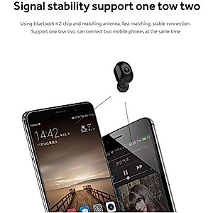 Mini Invisible Bluetooth Headphone Handsfree in Ear Headset Earbud Earphone with Microphone Noise Cancelling Wireless Earbud for iPhone, Samsung, HTC, Sony and Much More Android Phones (1 x Black)