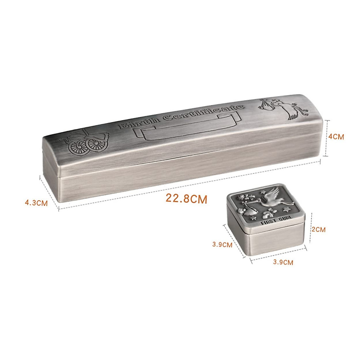 Kisangel 1 Set Box Fetal Hair Container Kickstand First Keepsakes Boxes Retro Keepsake Tin Tooth Holder Teeth Fairy Containter Fetal Hair Case Child Metal Zinc Alloy