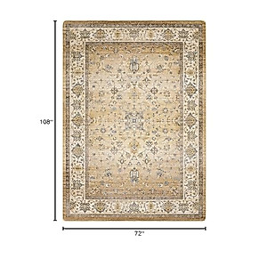 BEIMO 6x9 Area Rugs for Living Room Bedroom, Machine Washable Print Soft Floor Cover, Vintage Stain Resistant Aesthetic Apricot Carpet, Medium Pile Mat with Non Slip Rubber Backing