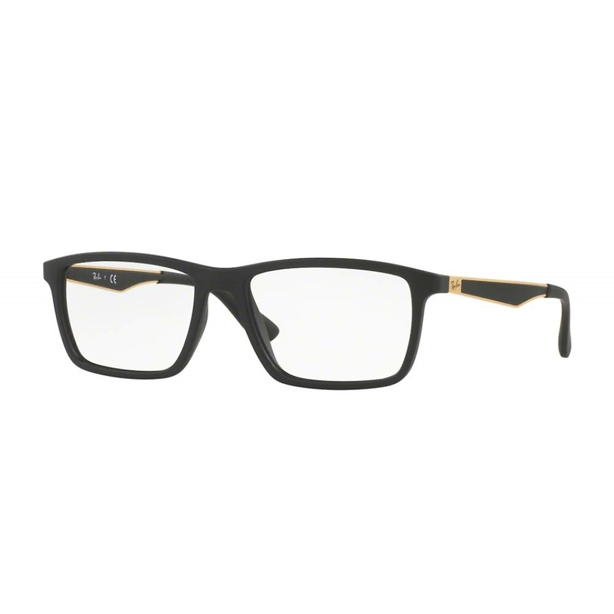 Ray-Ban RX7056 Square Prescription Eyeglass Frames, Matte Black/Demo Lens, 55 mm