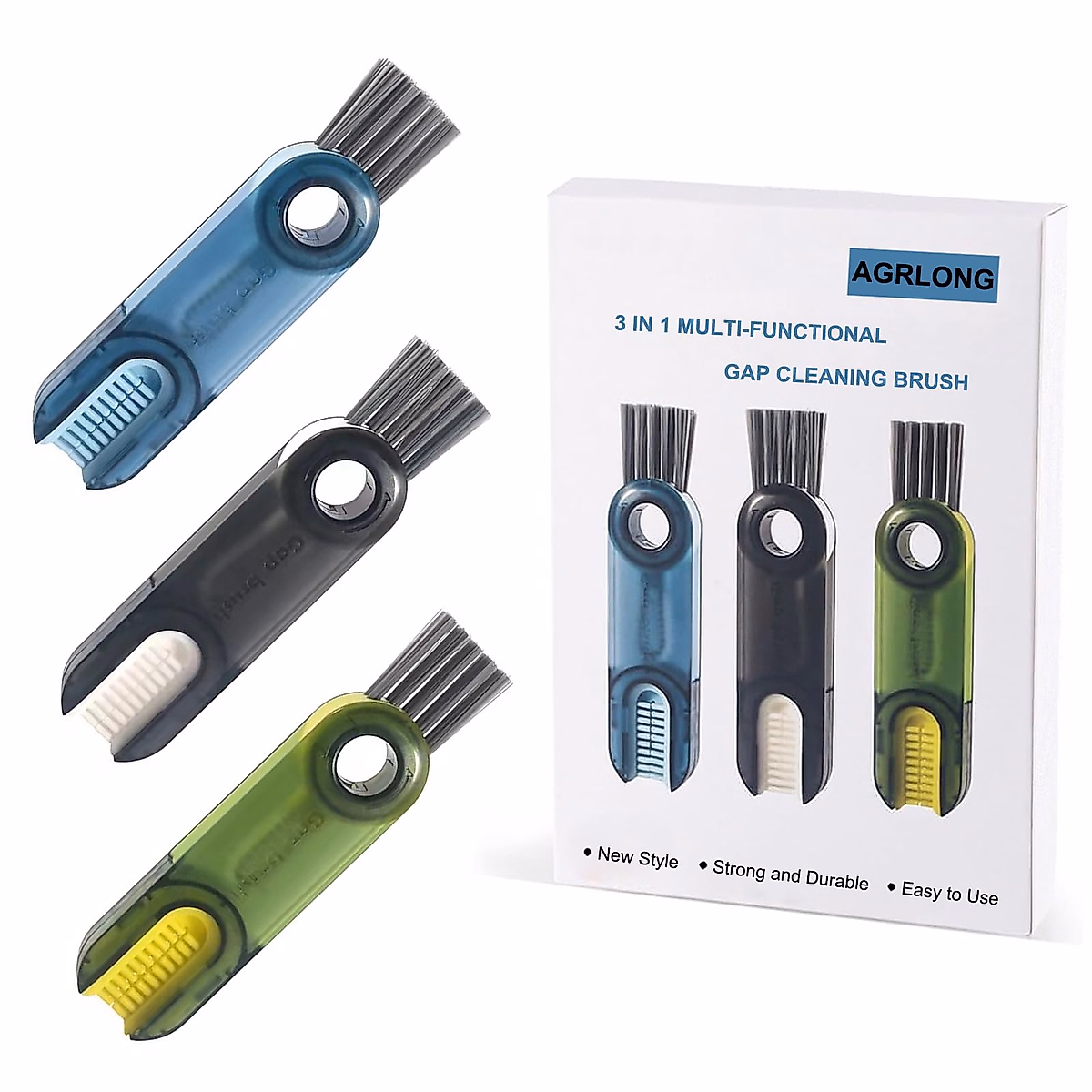 Bottle Brush 3 in 1 Multifunctional Crevice Cleaning Brush for Bottle Gap Tight Spaces Cup Kitchen Brush Small Silicone Bottle Brush Cleaner (3 Pack)