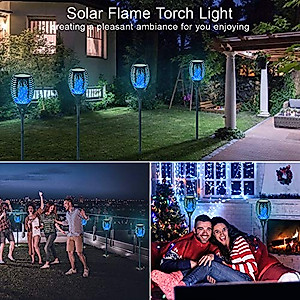 EOYIZW Solar Lights Outdoor Flickering Flame Solar Lantern Outdoor Hanging Decorative Lanterns with Solar Powered Waterproof Decorations for Patio Garden Deck Yard