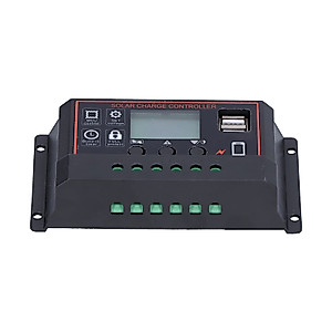 Walfront Smart Controller 3A Dual USB Solar Battery Panel Charging Protection Device Solar Battery Regulator with LCD Display 12V/24V(30A), Solar Controller