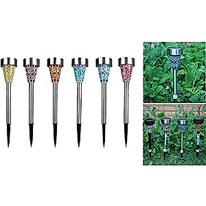 Solarek Solar Powered Mosaic Garden/Lawn/Path Rechargeable LED Lights (Stainless Steel, Landscape Lights for Outdoors, 4 Lights/Box, Solar Powered Self Efficient) - 6 Lights/1 Pack