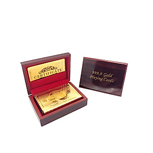 Yuanhe Gold Deck of Cards - Waterproof Playing Cards Luxury Playing Cards with Wooden Gift Box,Great for Poker Cards Game, Game Nights and Casino Party