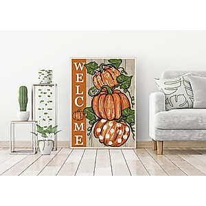CHWGLFGG Fall Thanksgiving Pumpkin Diamond Painting Kits for Adults Beginners, Welcome Autumn 5D Diamond Art Kits, DIY Full Round Drill Gem Art, Home Wall Decor 12 x 16 Inch