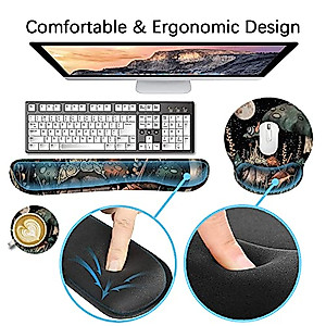 Keyboard Wrist Rest & Mouse Wrist Rest Pad & Coaster, Made of Memory Foam, Ergonomic Support, Easy Typing and Relieve Wrist Pain, Perfect for Gaming, Computer, Office, Laptop, Animal