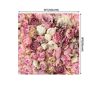 KonPon 8x8ft Flowers Backdrop Rose Floral Party Wedding Backdrops for Photography Baby Shower Marriage Photo Backdrop for Studio Props KP-156