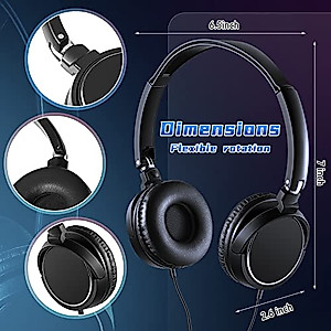 24 Pack Classroom Headphones Bulk Student Headphones with Microphone Kids Earphones for School, Adjustable over Ear Headphones Class Set Earbuds Wire Headphones for School Students Kids (Black)