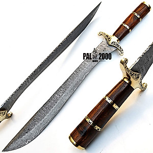 DAM-9908 Custom Handmade Spring Damascus Hunting Full tang longsword with Sheath