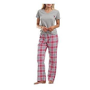 Tommy Hilfiger WomensTop Short Sleeve V-Neck Heart Logo Pant Bottom Pajama Set Pj 2pcHeather Grey & City Prep Plaid Heather GreyMedium