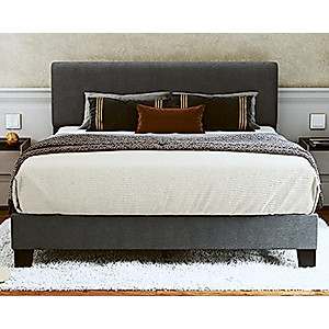 Fluest Queen Bed Frame Upholstered Bed Frame Platform with Adjustable Headboard Linen Fabric Headboard Wooden Slats Support/No Box Spring Needed/Easy Assembly/Mattress Foundation, Grey