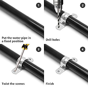 Bonsicoky 30Pcs M12 Rigid Pipe Strap, 1/2" Stainless Steel 2 Holes Cable U Bracket Pipe Clamp for Fixing Pipe or Cable, 0.47" Width