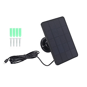 Solar Panel 10W Battery Charger with Micro USB Camera Charging Solar Panel for Security Camera (Black)