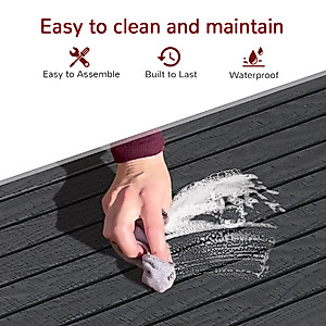 Stoog Outdoor Coffee Table, All-Weather Poly Lumber Patio Side Table, Rectangle End Table for Backyard, Porch, Garden, Balcony & Deck, Black