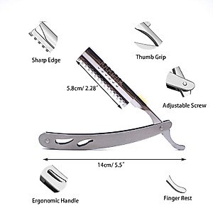 LEYMIGA Straight Edge Razor with 20 Blades, Hair Thinning Styling Razor, Multifunctional Straight Razor for Hair texturing, Hair Layering, Hair Thinner, Beard Eyebrows shaving, For Barber Salon