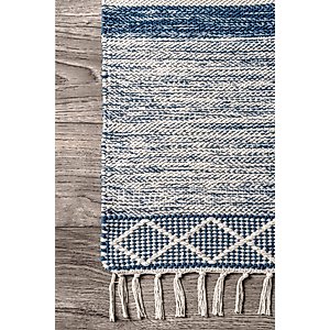 nuLOOM Striped Fringe Angela Area Rug, 9x12, Blue