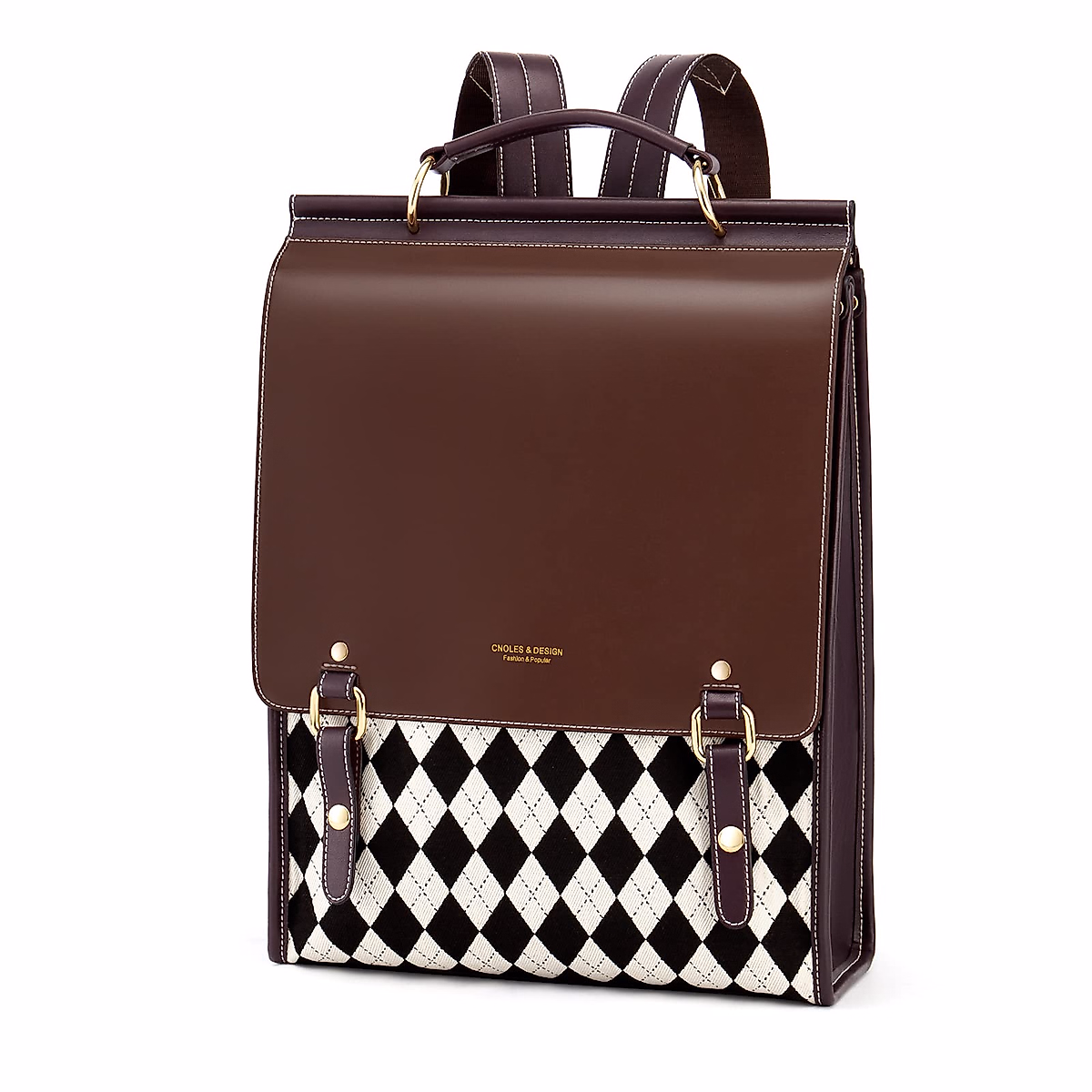 Cnoles Leather Backpack Purse For Women Fashion Ladies Vintage Bag Casual College Travel Backpacks Large bags Brown