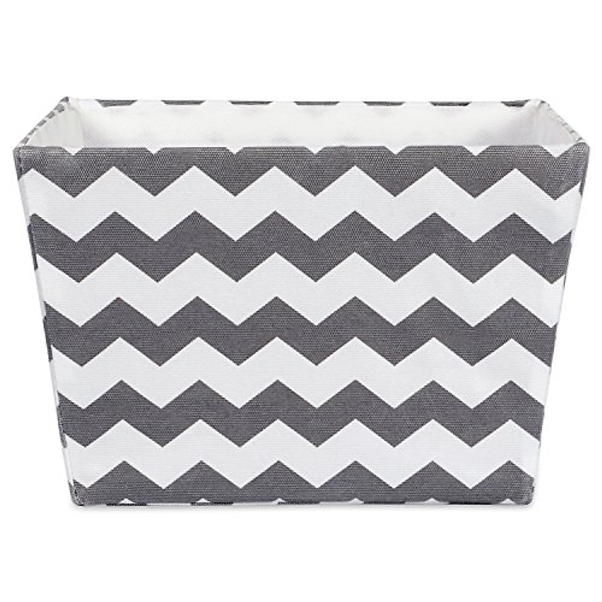 DII Hardsided Polyester Trapezoid Storage Bin, Chevron, Gray, Small