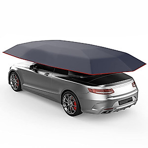 Car Tent Fully Automatic, Portable Car Umbrella Tent Cover Movable Carport Folded Automobile Cars Protection Canopy Sun Shade Anti-UV, Wind Proof Shelters Outdoor Parasol(Size:5.2m,Color:Navy Blue)