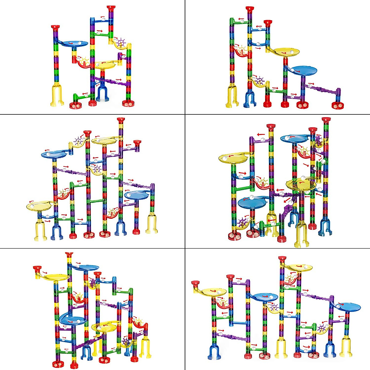 FUN LITTLE TOYS 154PCS Marble Run Set Toys for Kids, Gravity Marbles Maze Tower Building Blocks 98 Plastic Pieces 56 Glass Marbles, Marble Race Track Rolling Game, Educational Learning STEM Toy Gift