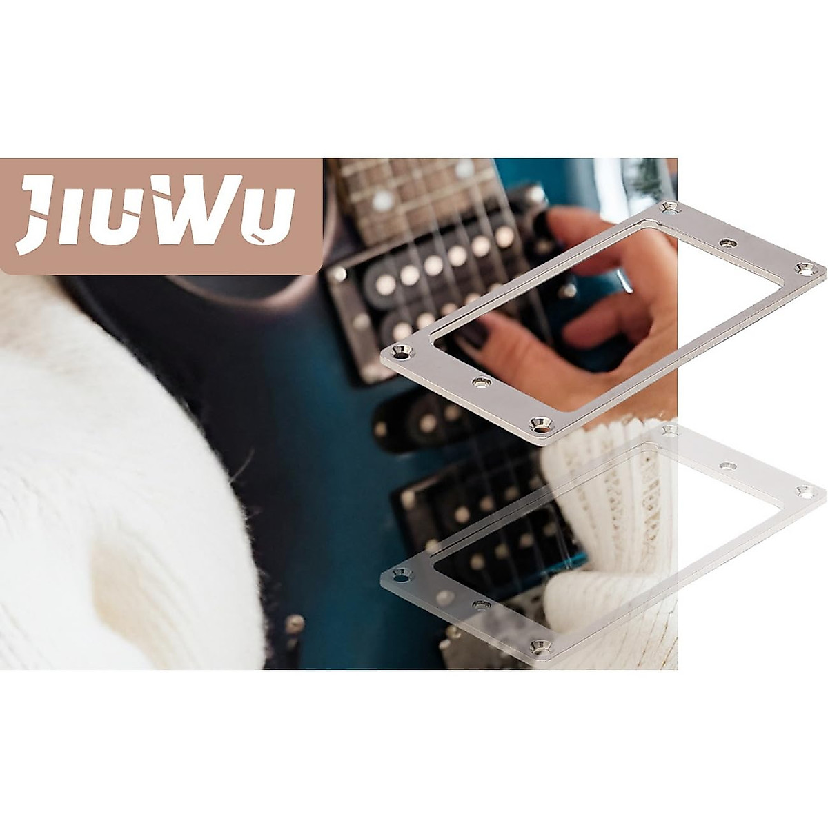 Metal Flat Electric Guitar Humbucker Pickup Ring, Frame Mounting Ring, Bridge Neck Pickups Cover Frame Replacement Part, Pack of 2 (chorme)