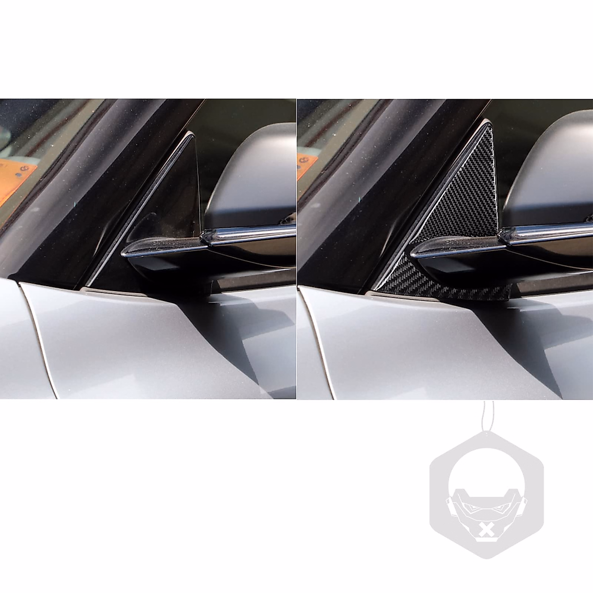 PJFUS Real Premium Carbon Fiber Car Window A-Pillar Triangle Panel Anti-Collision Cover Soft Sticker Compatible with Toyota Supra GR A90 A91 MK5 2019-2022 Auto Exterior Trim Accessories Black 4pcs