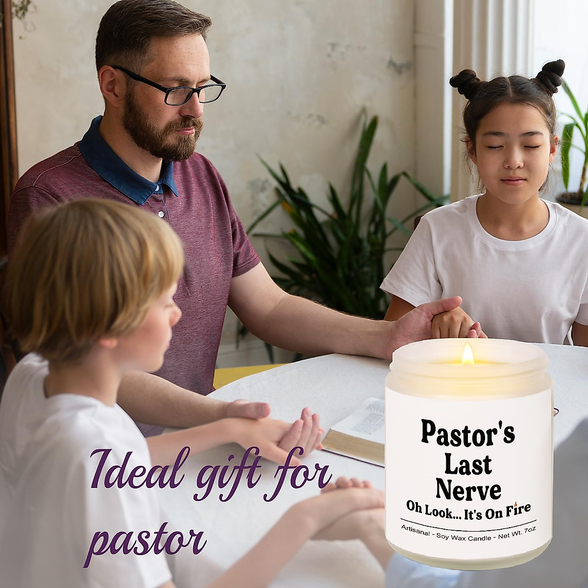 Craftique Funny Pastor Appreciation Gifts, Pastor Gifts for Men Women- Handmade Scented Candle- Birthday Retirement Ordination Christmas Gifts for Pastor, Gift for Pastor Appreciation Day, 7oz