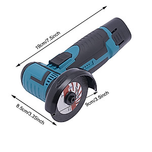 3 Inch Mini Angle Grinder, 500W 12V Cordless Metal Angle Grinder for Metal Grinding/Cutting/Polishing with 2 Battery, 2 Discs