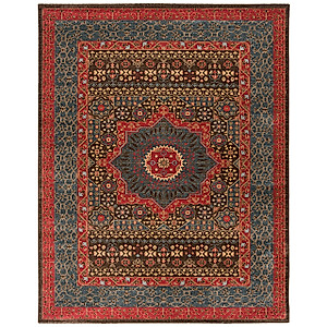 SAFAVIEH Mahal Collection Area Rug - 9' x 12', Navy & Red, Traditional Oriental Design, Non-Shedding & Easy Care, Ideal for High Traffic Areas in Living Room, Bedroom (MAH620C)