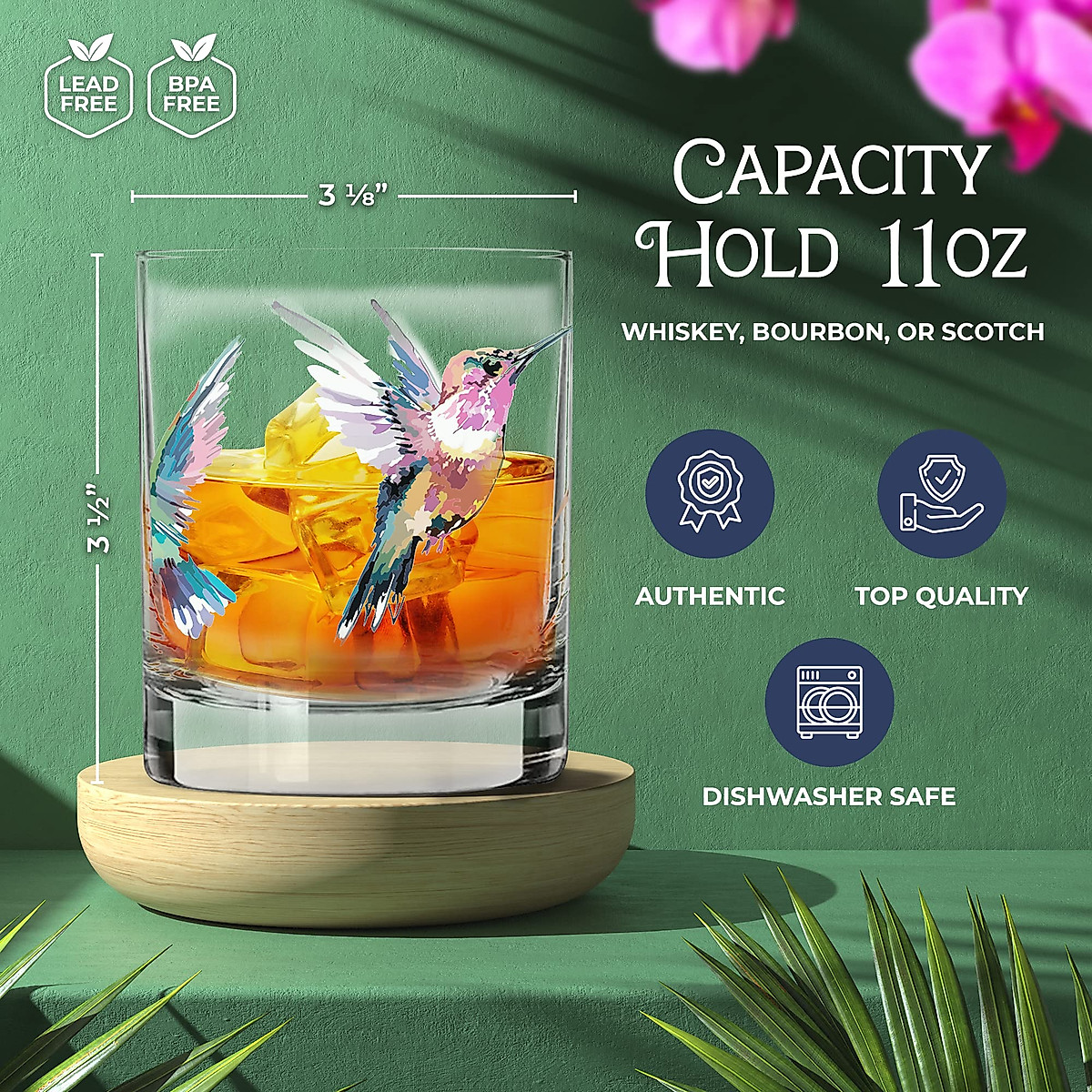 Toasted Tales - Hummingbirds Whiskey Glasses | Gift for Birds Lovers | Funny Gag Party Gift Beer Tailgating | Seasonal Outdoor Decor Glassware | Forest Animals Hummingbird Gifts for Home Decor (11 oz)
