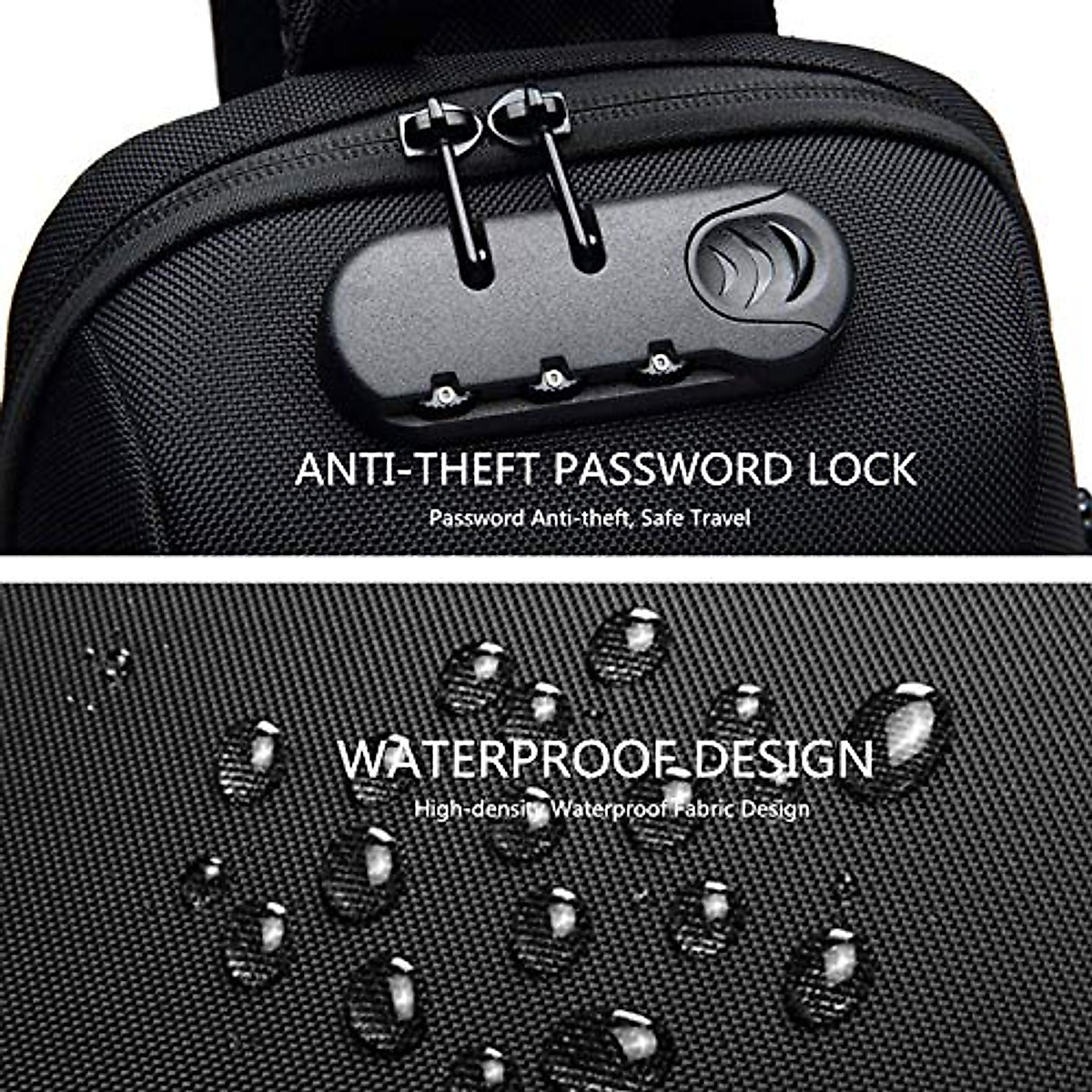 OZUKO sling bag for men anti theft backpacks with usb charger Travel Hiking Chest Bag Daypack water proof (Blue)