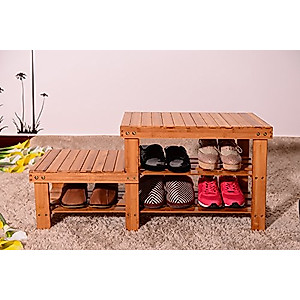 UDeuxff Shoe Rack Bench,3 Tiers Bamboo Stool Shoe Rack for Kids,Shoe Storage Organizer,90cm Shoe Bench Organizer Storage Entryway Bench for Entryway Bathroom Bedroom