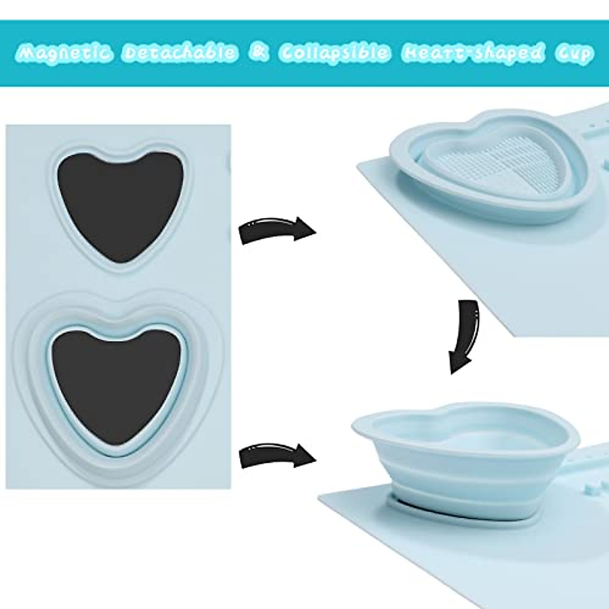 Silicone Craft Mat, 20×16 Inches Silicone Painting Mat with Water Cup and Paint Holder (Blue)