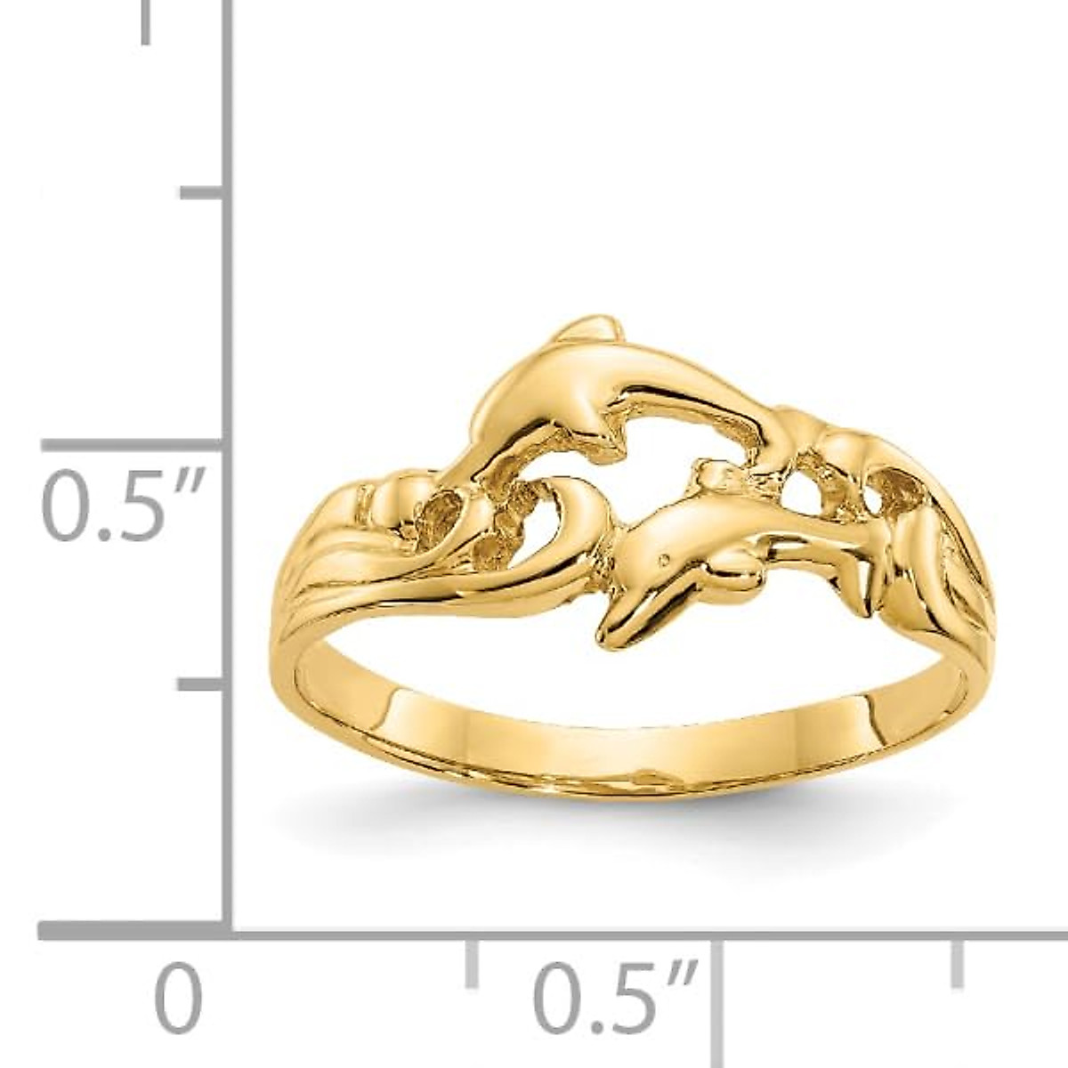 IceCarats 14K Yellow Gold Sea Dolphin Ocean Fish Beach Nautical Waves Ring Size 6.5