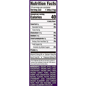 Good & Gather Organic Fruit & Vegetable Strips. Cherry Berry Blend. 18 Count. Gluten Free Certified.