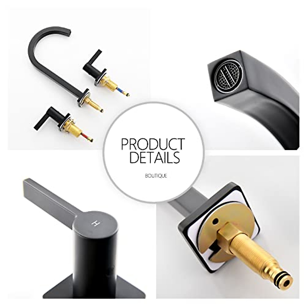 indare Matte Black Bathroom Faucet, 8 Inch Brass Widespread Bathroom Faucets for Sink 3 Hole, Bathroom Sink Faucet with Pop-Up Drain & Supply Lines, 110104-PB