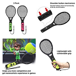 Ermorgen Switch Sports Accessories Bundle, 9 in 1 Kit for Switch & Switch OLED, Joycon Grip for Sport Game, Leg Straps & Wrist Strap, Tennis Badminton Rackets, Golf Club and Sword Controller