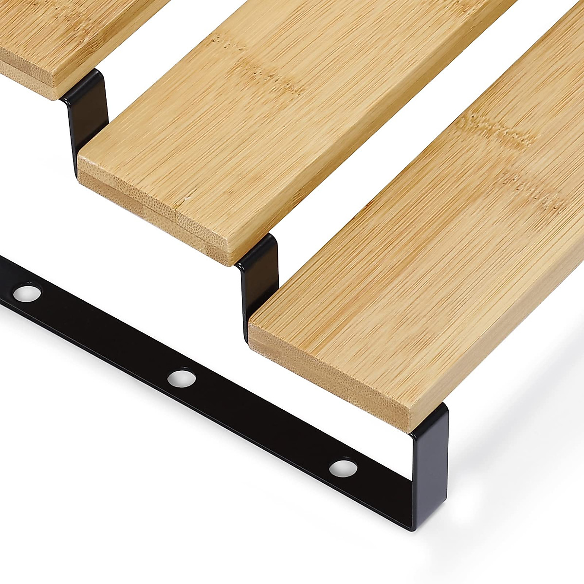 MOOACE 4-Tier Bamboo Spice Rack Organizer for Cabinet, Expandable Spice Rack Shelf Organizer for Kitchen Cabinet Countertop, Set of 2