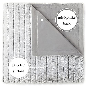 Mary Hatch Faux Fur Throw Blanket for Couch Silver Ultra Soft Luxury Fluffy Plush Blanket Fuzzy Decorative Blanket for Sofa Bed Living Room 50x60 inch