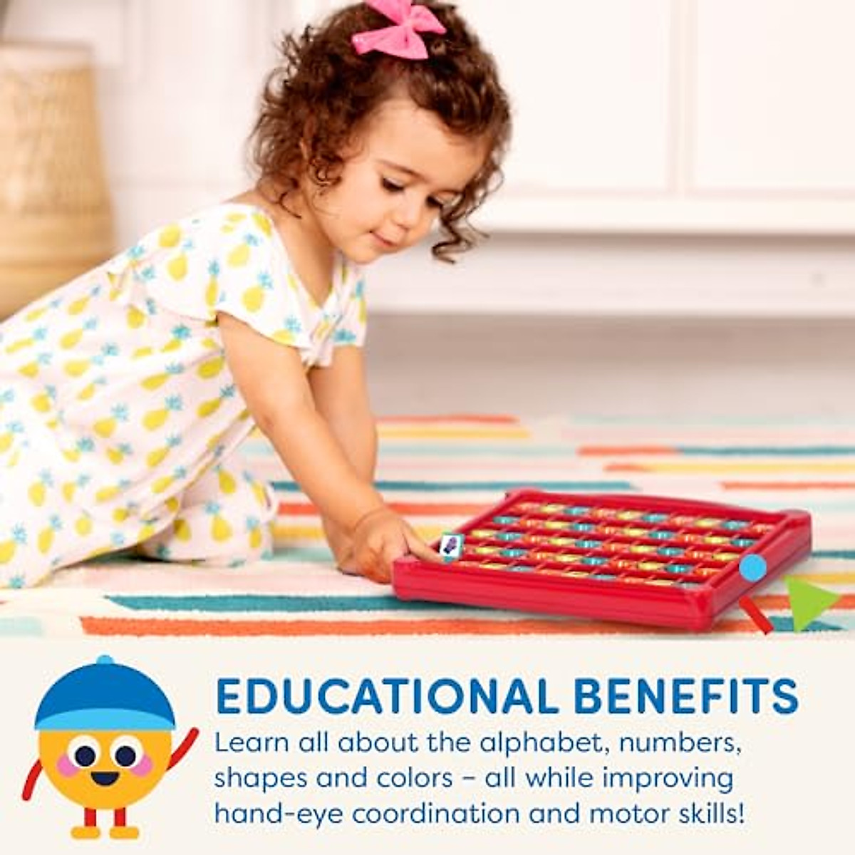 Battat – Pop-Up Alphabet – 50 Letter & Picture Flaps – Shapes, Colors & Letters – Educational & Learning Toys – 3 Years + – Hide & Seek Alphabet