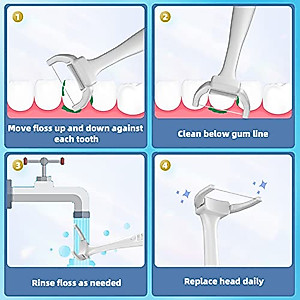 Dental Floss Clean Dental Flossers Kit with 2 Handles and 120 Extra Strength Refills Mint