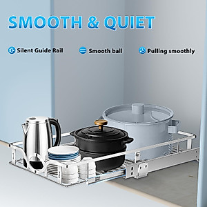 Tksrn Pull Out Cabinet Organizer(12" W x 21" D),Cabinet Drawers Slide Out Shelves for Kitchen,Under Sink Organizer Storage for Cabinet in Home, Pantry, Bathroom（NEED 13" W and 22" D Cabinet）